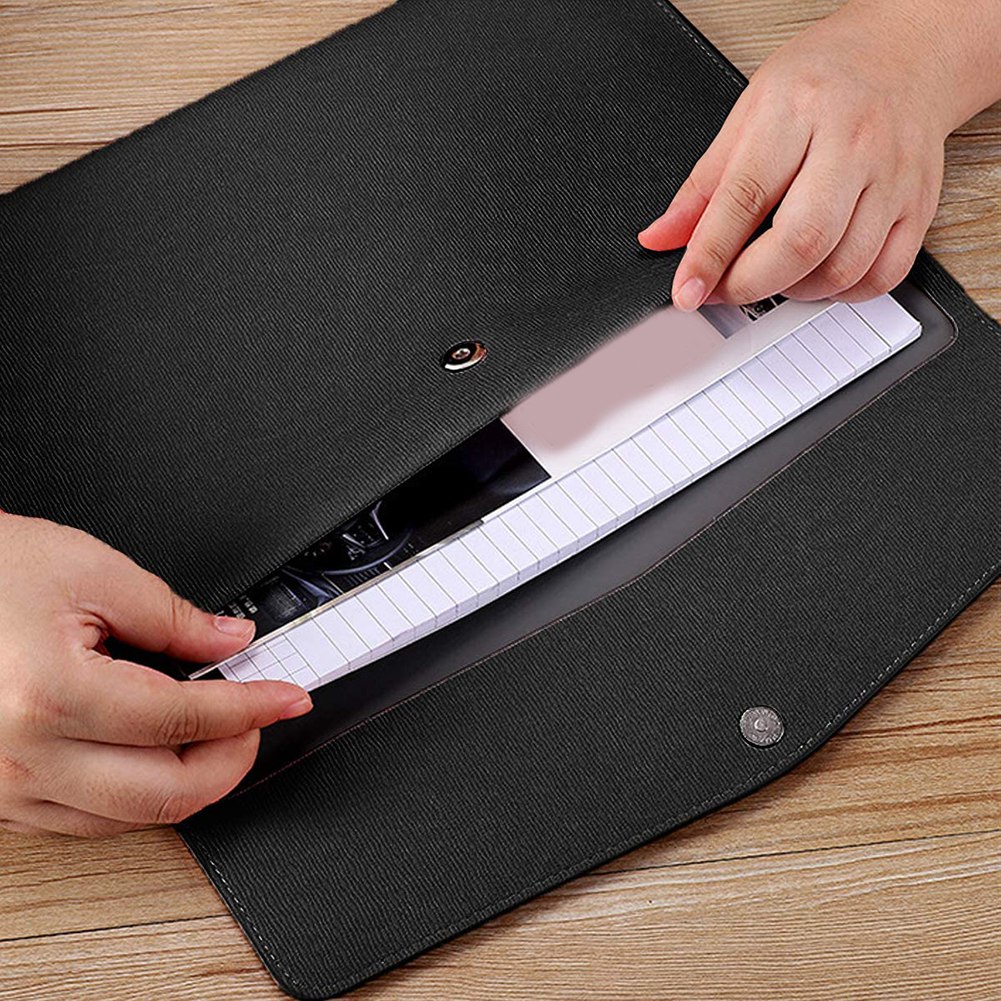 PU Leather A4 File Folder Document Holder Waterproof Portfolio Envelope ...
