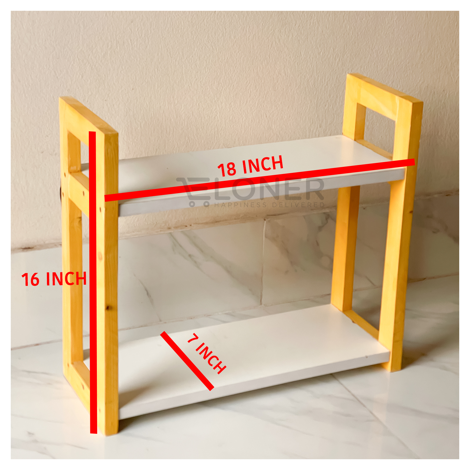 Wooden Plain Double Layer Shelf | Kitchen Storage Rack Multi Functional ...