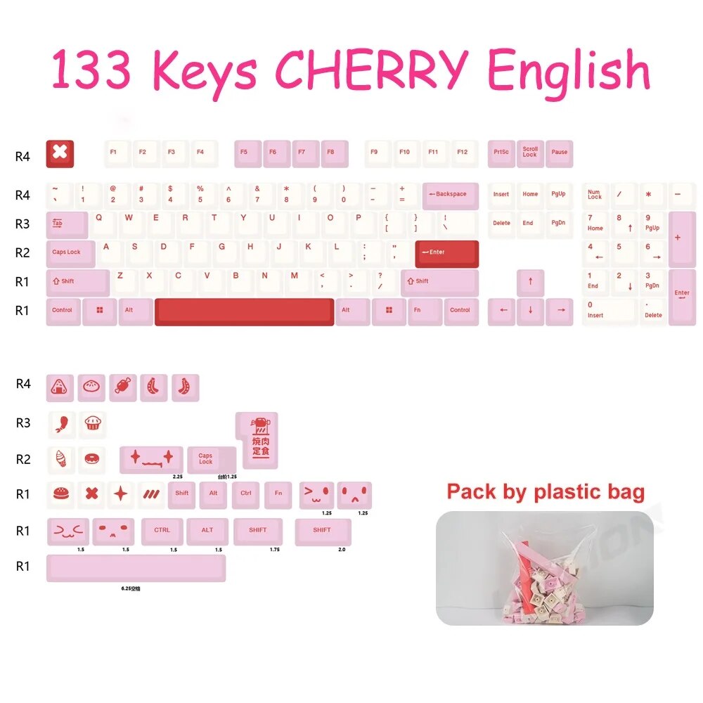 133 Keys Cherry Profile Desserts Theme Keycaps PBT Customized Key Caps ...