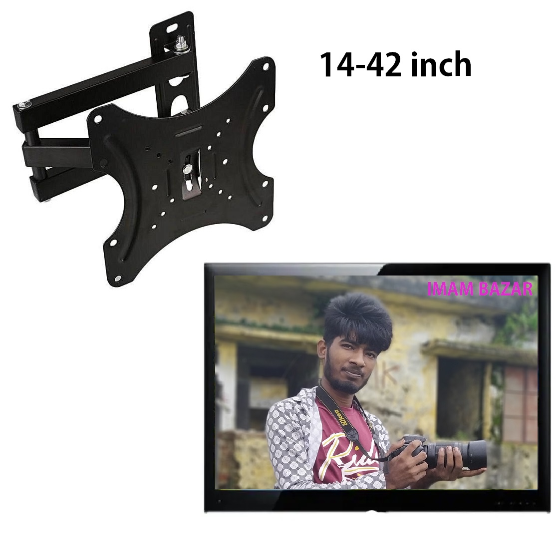 LED TV Wall Mount Moveable Bracket Hanger/Swivel Tilt 14’’ to 42" For ...