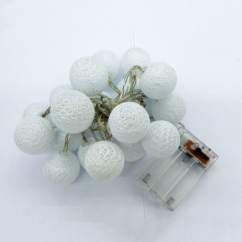 20 Leds Cotton Balls Lights LED Fairy Garland Ball Light Battery & USB ...