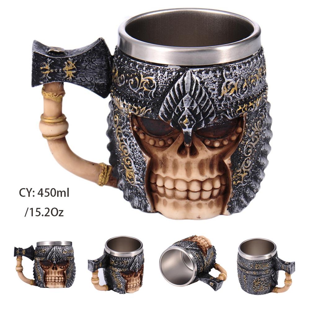 Medieval Dragon Resin Stainless Steel Mug 600ml Retro Tankard Skull ...
