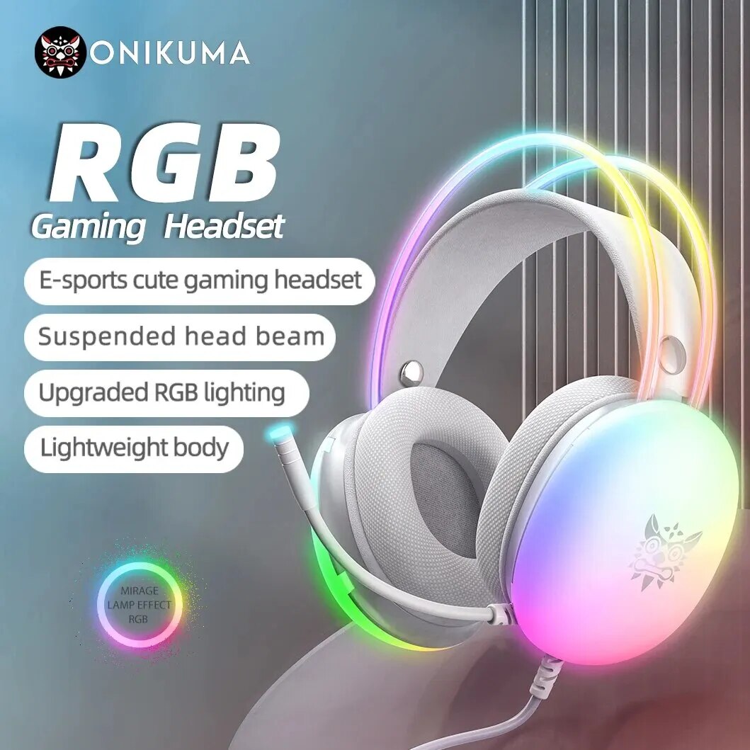 ONIKUMA Gaming Headset Esports Package New FULL RGB Light Design ...