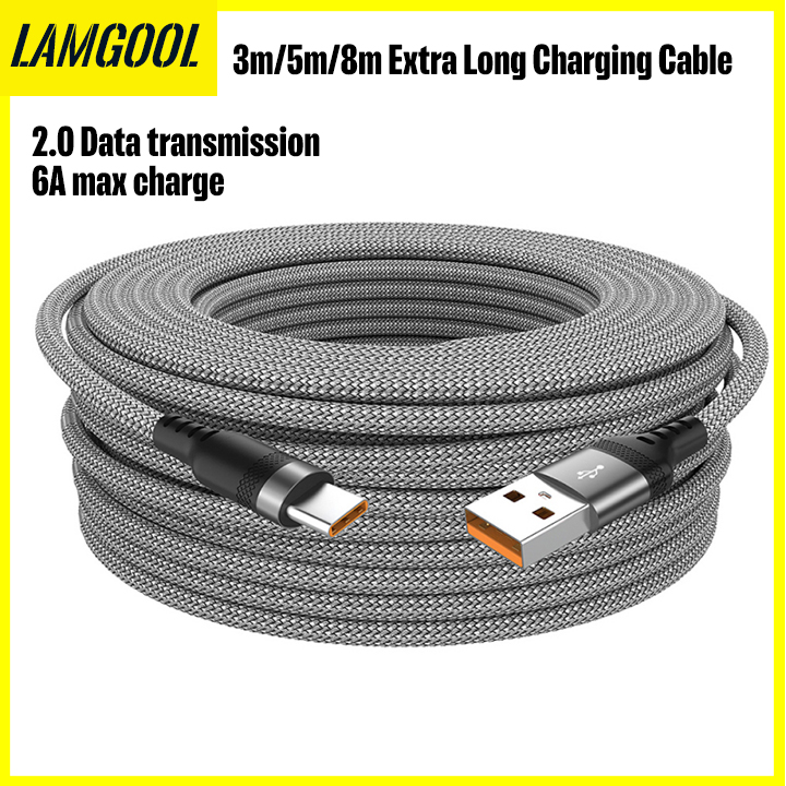 Lamgool 3m/5m/8m Extra Long Charging Cable for Samsung Huawei Xiaomi ...