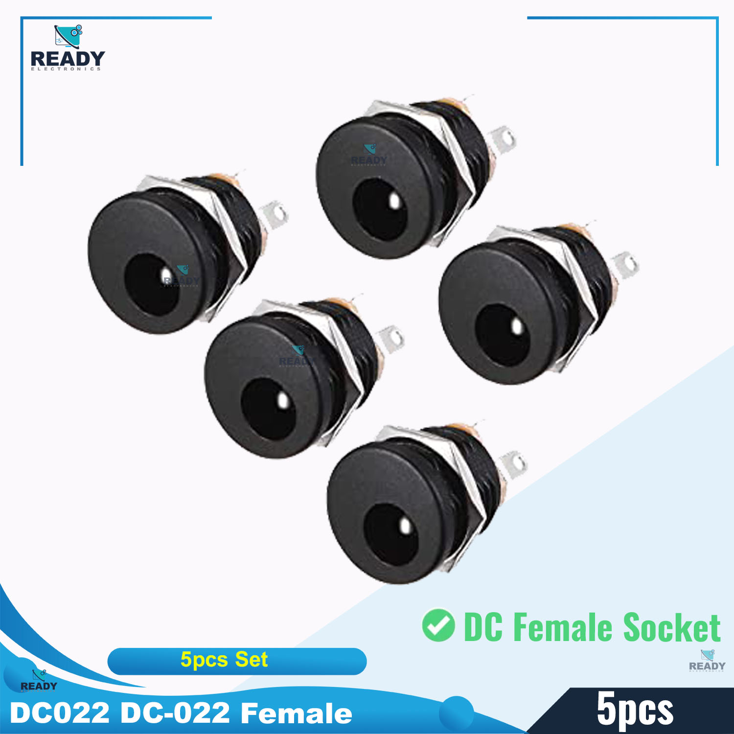 DC022 DC-022 ROUND Panel Mount Female 2.1mm 3 Pin 5.5x2.1mm 5V 12V 24V ...
