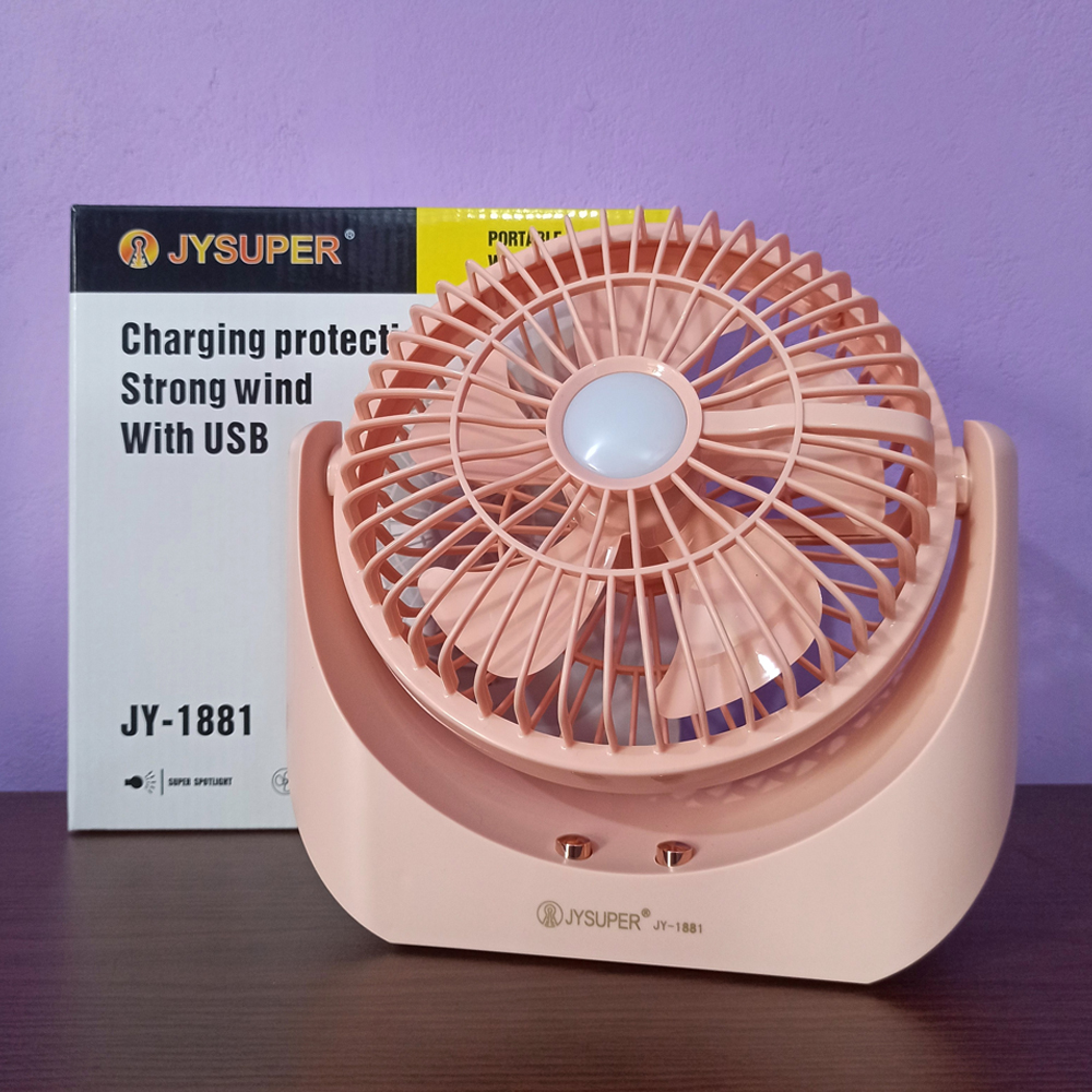 JYSUPER JY-1881 Rechargeable Wind Up-Down Movable Desk Fan With LED ...
