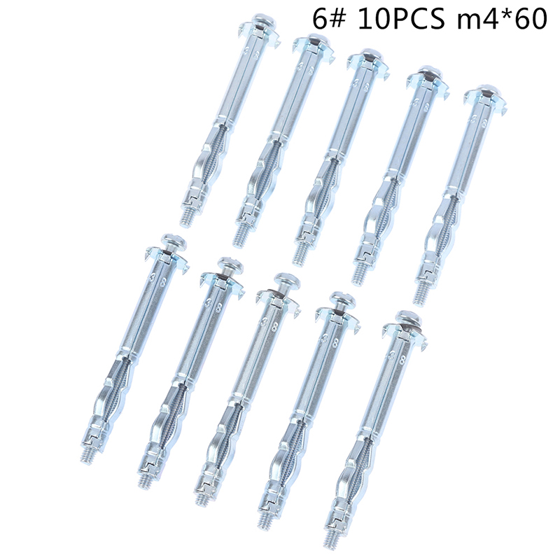 10Pcs M4 Hollow Wall Metal Anchor Kit Plasterboard Drywall Cavity Plug ...