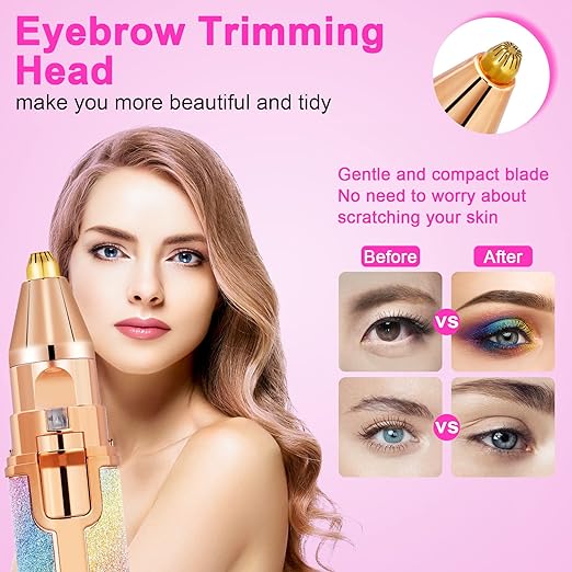 Eyebrow Epilator, 2 in 1 Rechargeable Facial Epilator, Electric Eyebrow ...