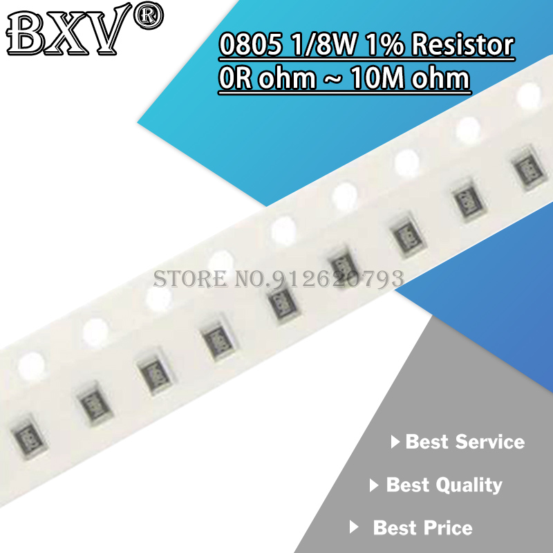 100PCS 0805 1% 1/8W SMD Chip Resistor 0R ~ 10M 0 1R 10R 100R 220R 330R ...