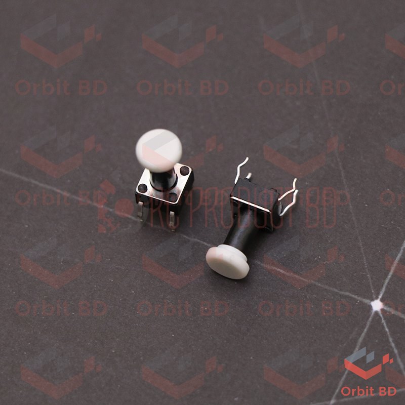 10Pcs- Long Head With White Cap Momentary 4Pin Tactile Tact Push Button ...