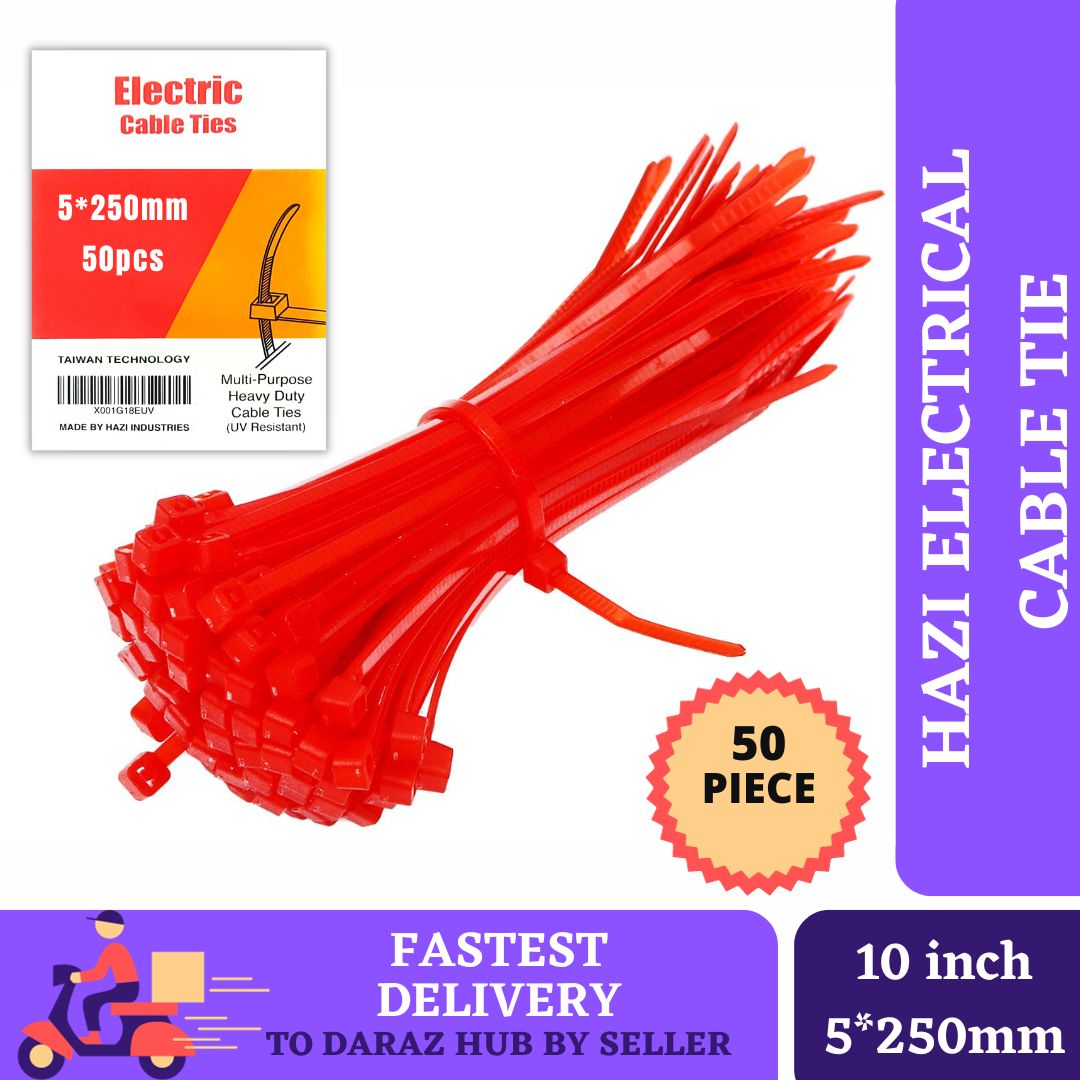 10 Inch Cable | Tie 5 x 250 mm | 50 Pcs Per Pack | Red Color | Daraz.com.bd