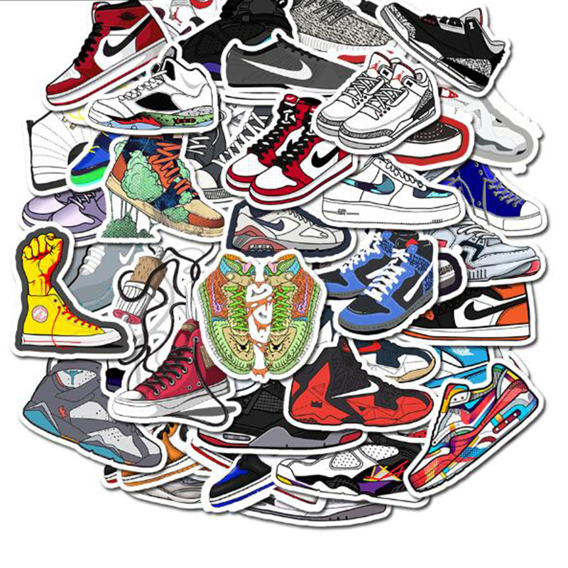 50Pcs Jordan Sneaker Tide Shoes Sticker Waterproof For Laptop ...