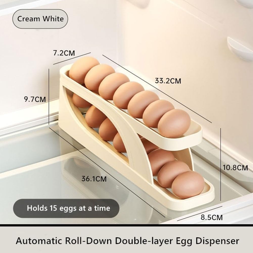 New Automatic Rolling-Down Double-Layer Egg Dispenser, Space-Saving Egg ...