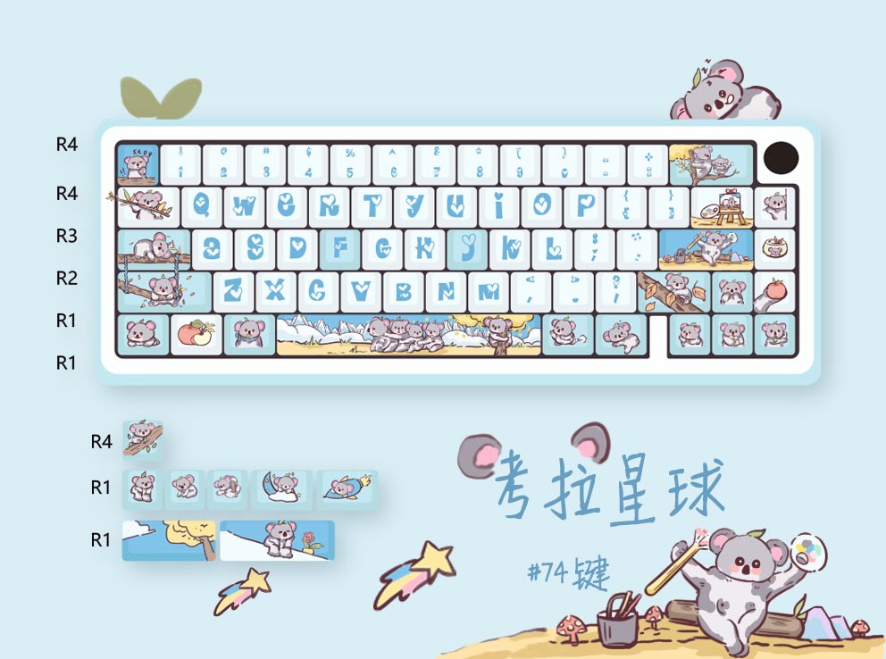 74-key PBT full 5-sided sublimation personality key adapts to Alice ...