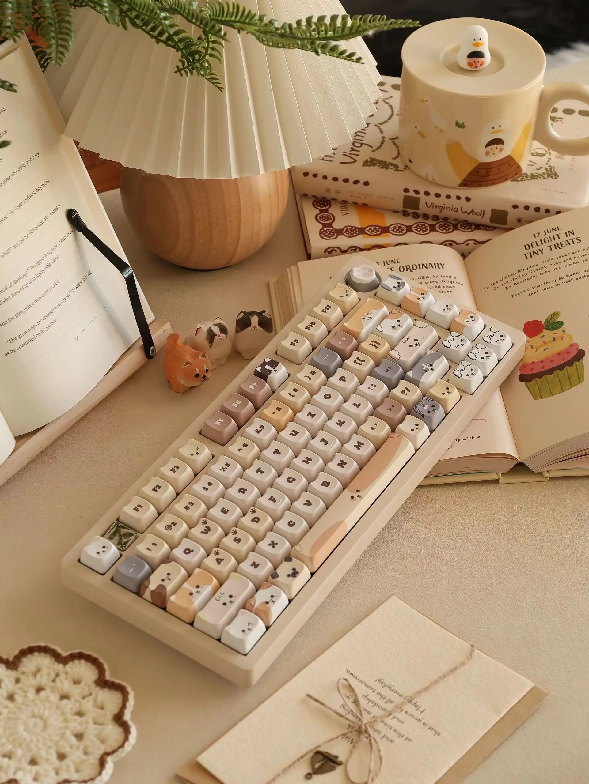 Cute Meow Keycaps Cat Head MAO Profile PBT Square Key Cap Thermal ...