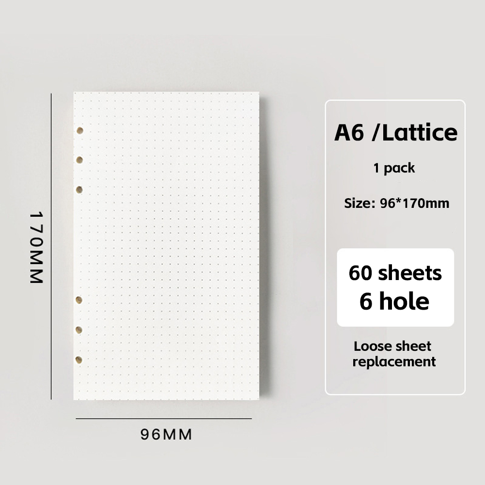 SF A6/A5 Loose Leaf Notebook Refill Spiral Binder Inner Page Grid Blank ...