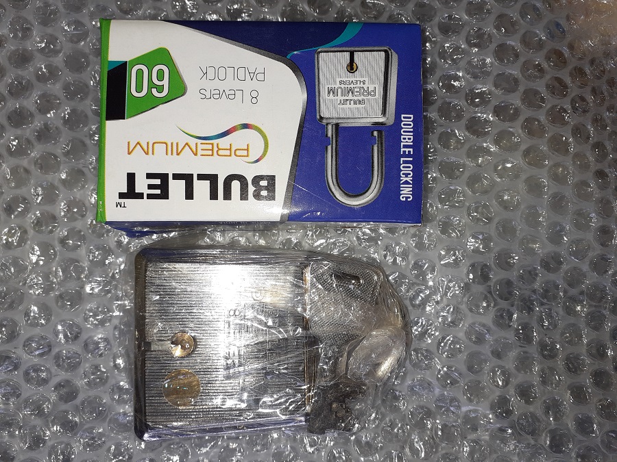 Top Security 60Mm Pad Lock-Bullet Or Hilam- 8 Lever, Made In India ...