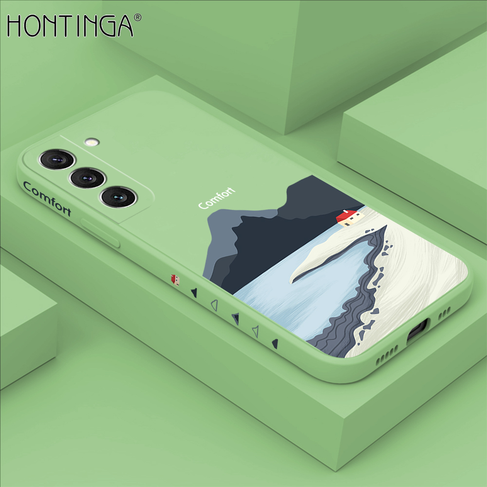 Hontinga for Samsung Galaxy S22 5G Back Cover New Mount Side Design Case Square Edge Liquid ...