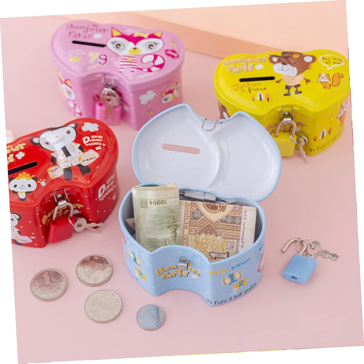 Kids Coin Bank Money Saving Bank with Lock Gift Containers Savings ...