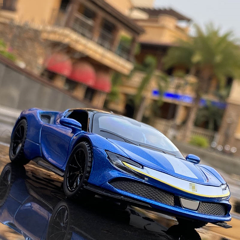 1:32 Ferrari SF90 Diecast Metal Pullback Toy car with Openable Doors ...