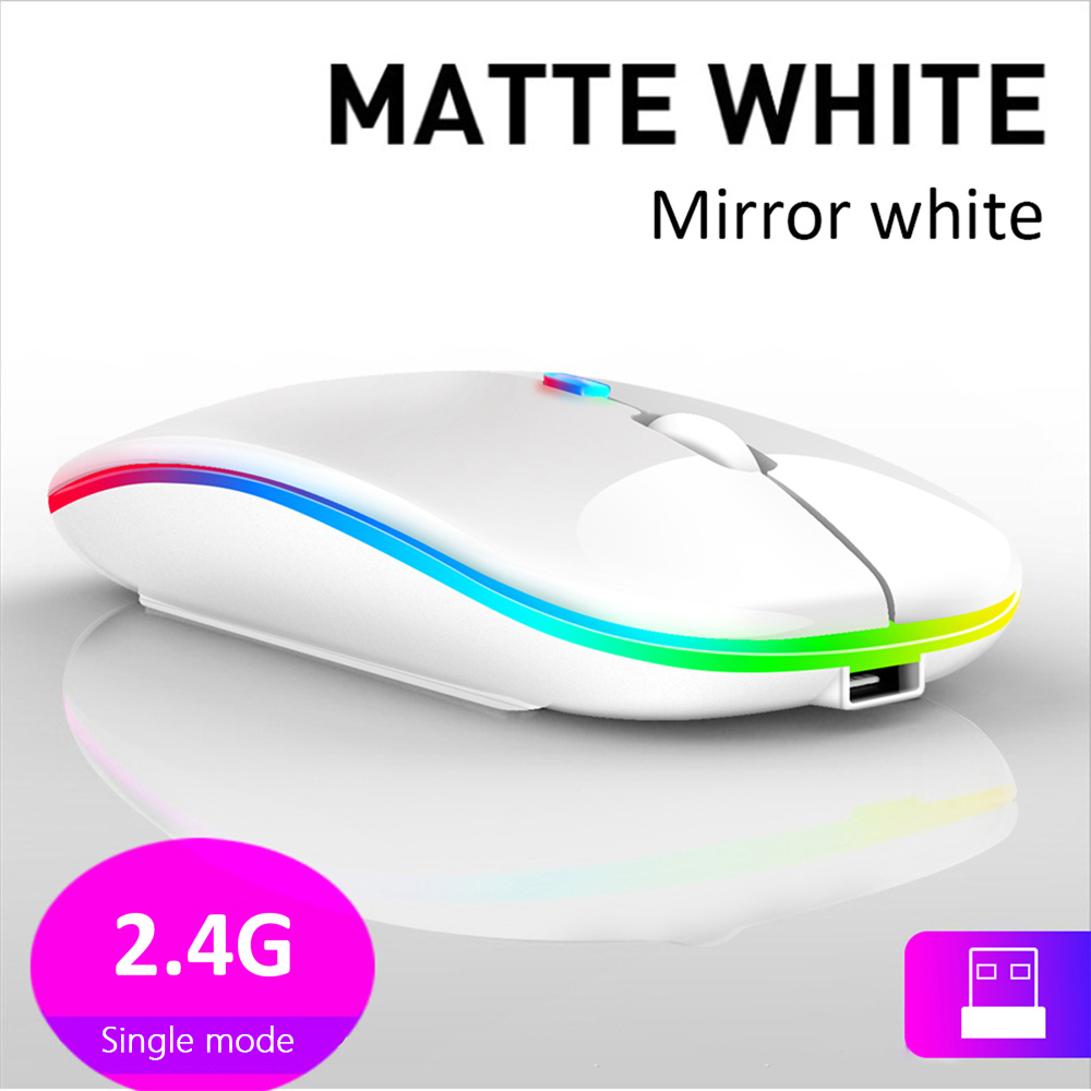 【Local Stock】Rechargeable Rainbow LED Wireless Mouse Slim 2.4G Optical ...