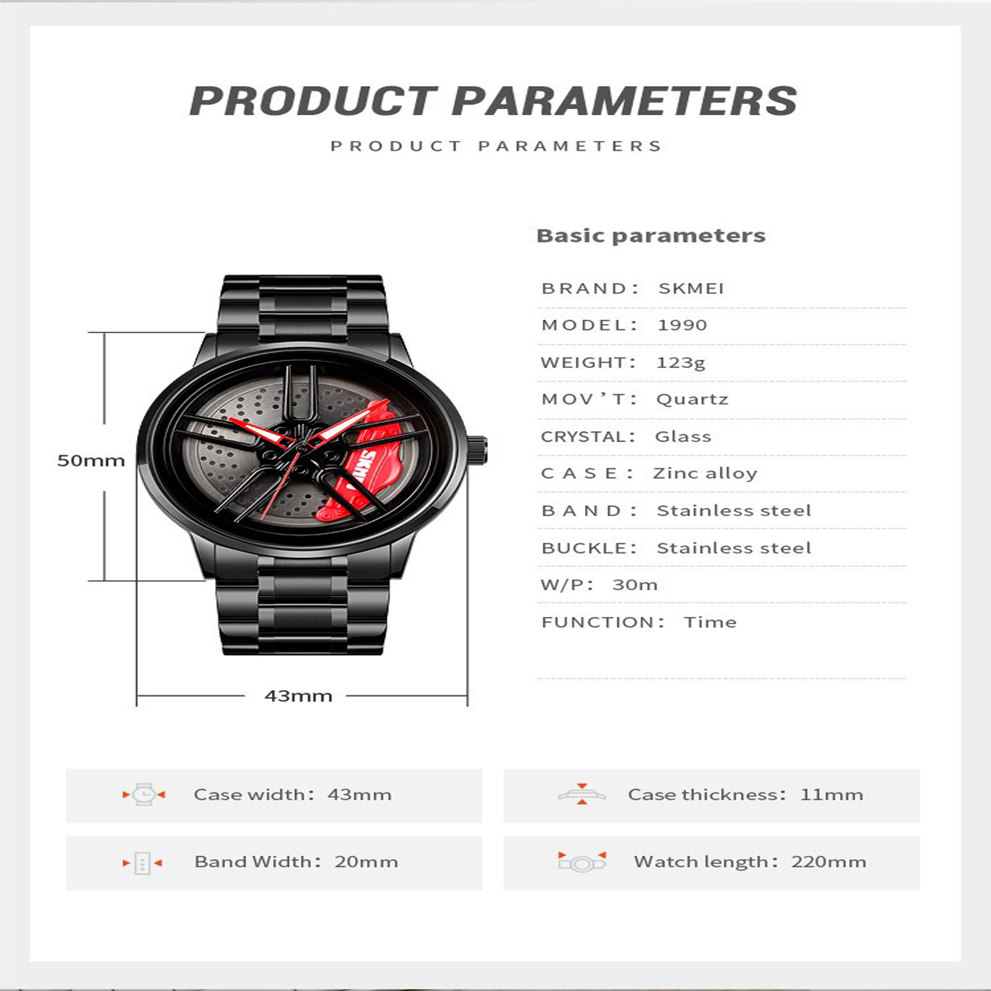 SKMEI 1990 Creative Design Rotation Dial Watch for Men