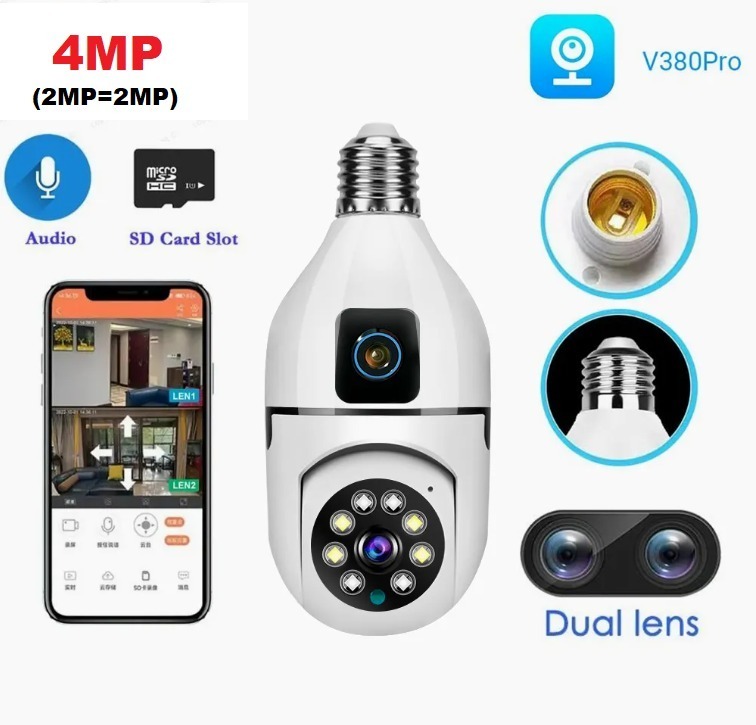 Dual Lens Bulb V380 PRO WIFI IP Camera Night Vision Two-way Voice Home ...