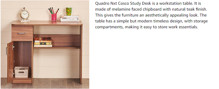 Finext Mart Study Desk with Drawers Storage Melamine Board Study Table for Home and Office Decor