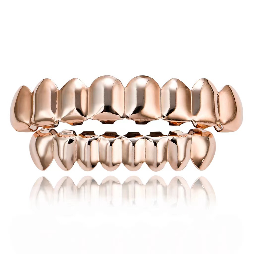 Teeth Grillz Set For Unisex Top Bottom Mouth Gold Silver Color Teeth ...