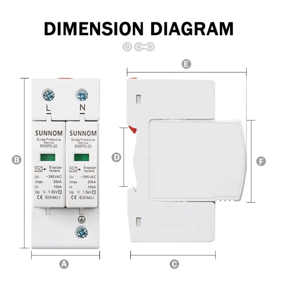 AC SPD 2P 20KA AC 275v 385V OEM House Lightning Surge Protector ...