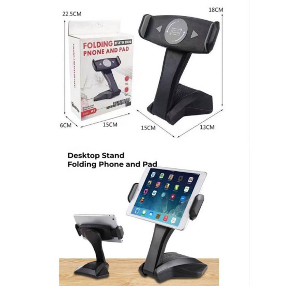 W9 Desktop Stand Folding Phone, iPad and Tab Holder