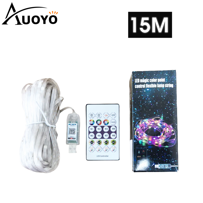 Auoyo Strip Light Waterproof Colorful LED Lights Bluetooth Remote ...