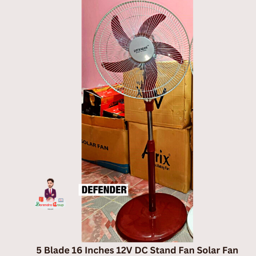 Defender Full Stand Solar Fan 16 Inch 5 Blade 16 Inches 12V DC Stand ...