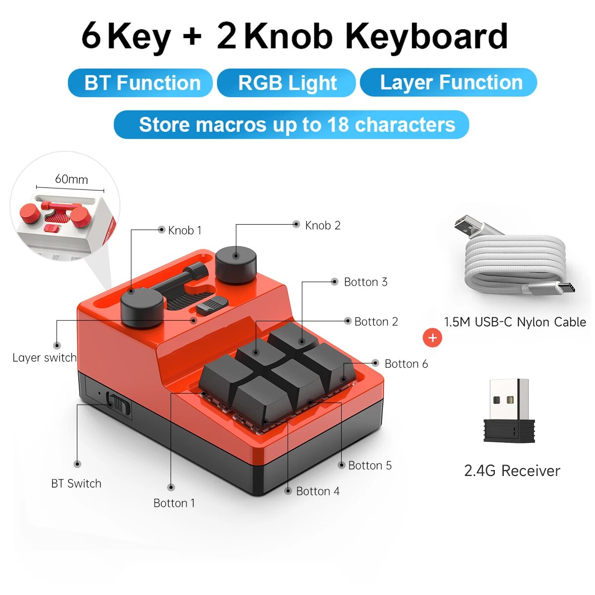 Mechanical Hotswap Macropad Macro OSU Custom 3 Key Knob Mini USB RGB Keyboard Programming Paste ...