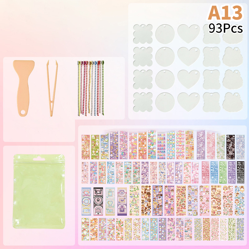 1Set Creative Goo Card Sticker Set DIY Keychain Lovely Cartoon Handmade ...