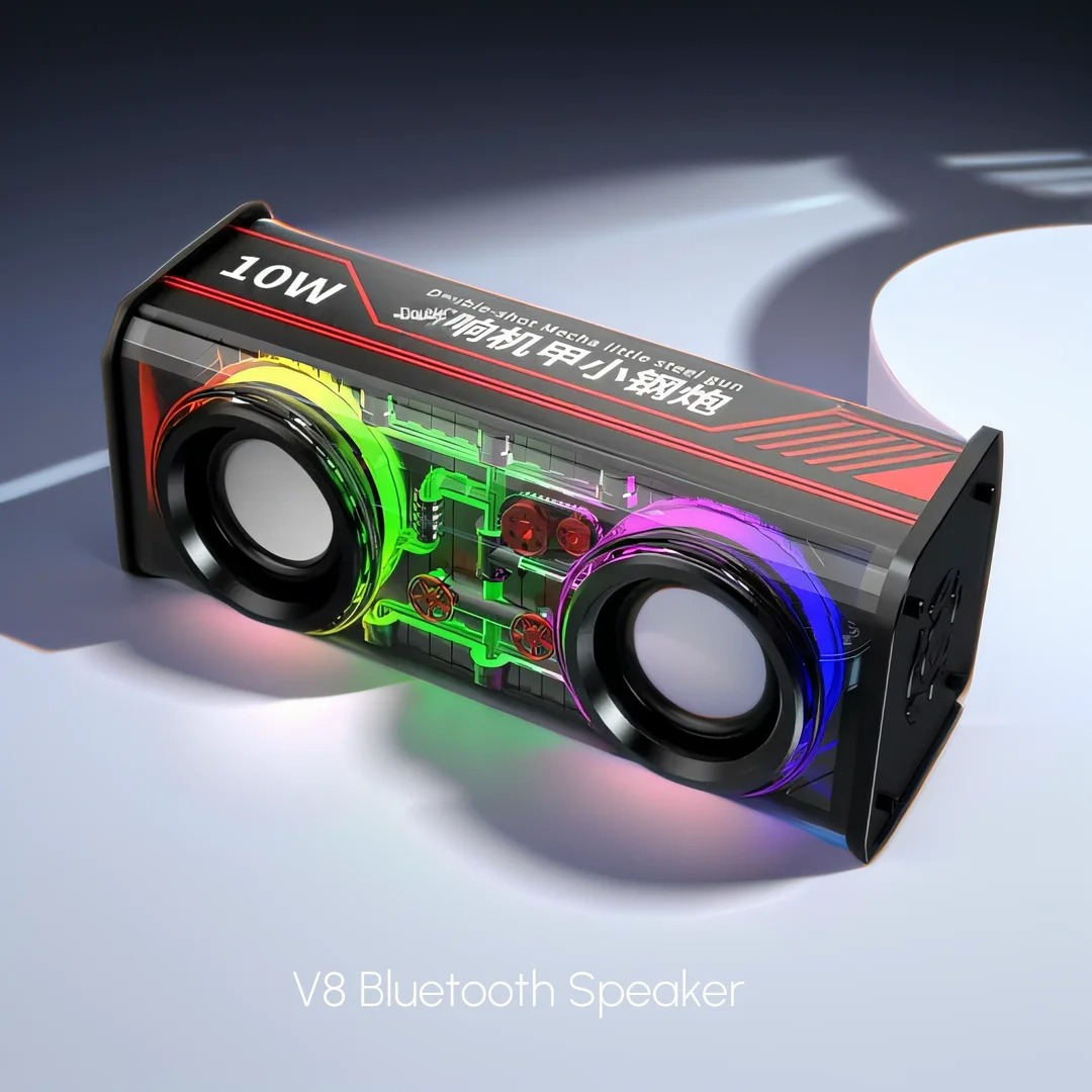 Bluetooth Speaker Transparent Sound Box Colorful Lights Dual Speaker ...