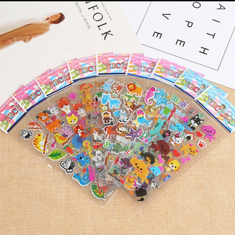 10 Sheets Stickers for Kids Boys 3D Puffy Bubble Scrapbook Cartoon ...