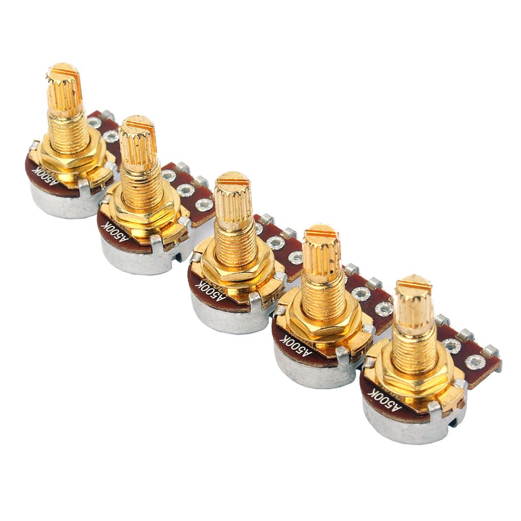 5Pcs Golden Base A500K-ohm Pots for Guitar Bass Volume Control ...