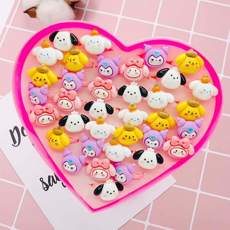 36Pcs/box Sanrio Hello Kitty Kid Ring Kids Adjustable Baby Rings ...