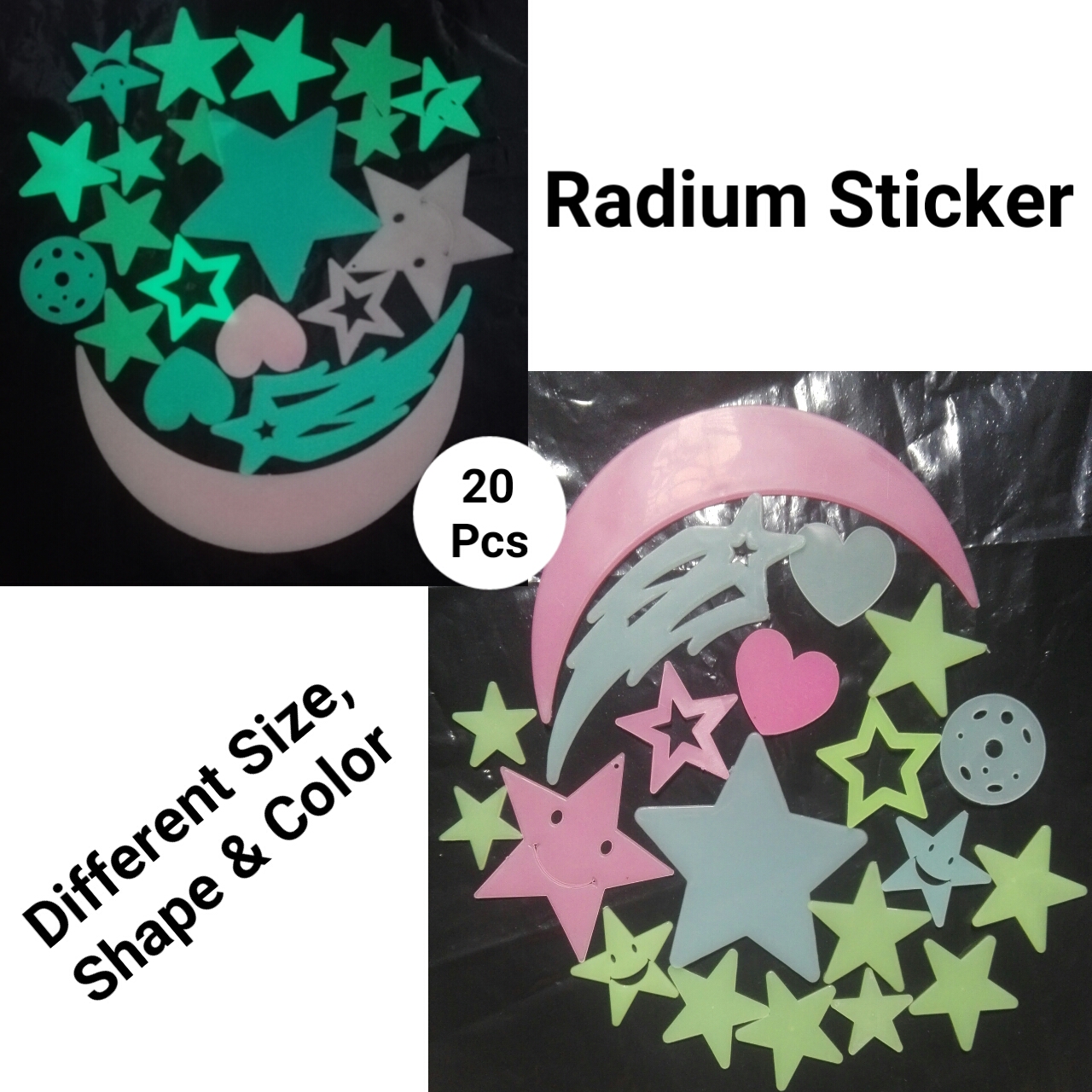 Radium Sticker Various Color (20 Pcs)- 1 Pack | Daraz.com.bd