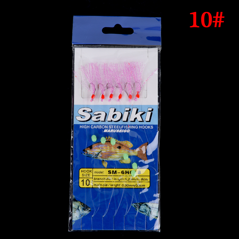 6PCS/Set Long Wire Bait luminous Fishing Lures Line String Carbon Steel ...