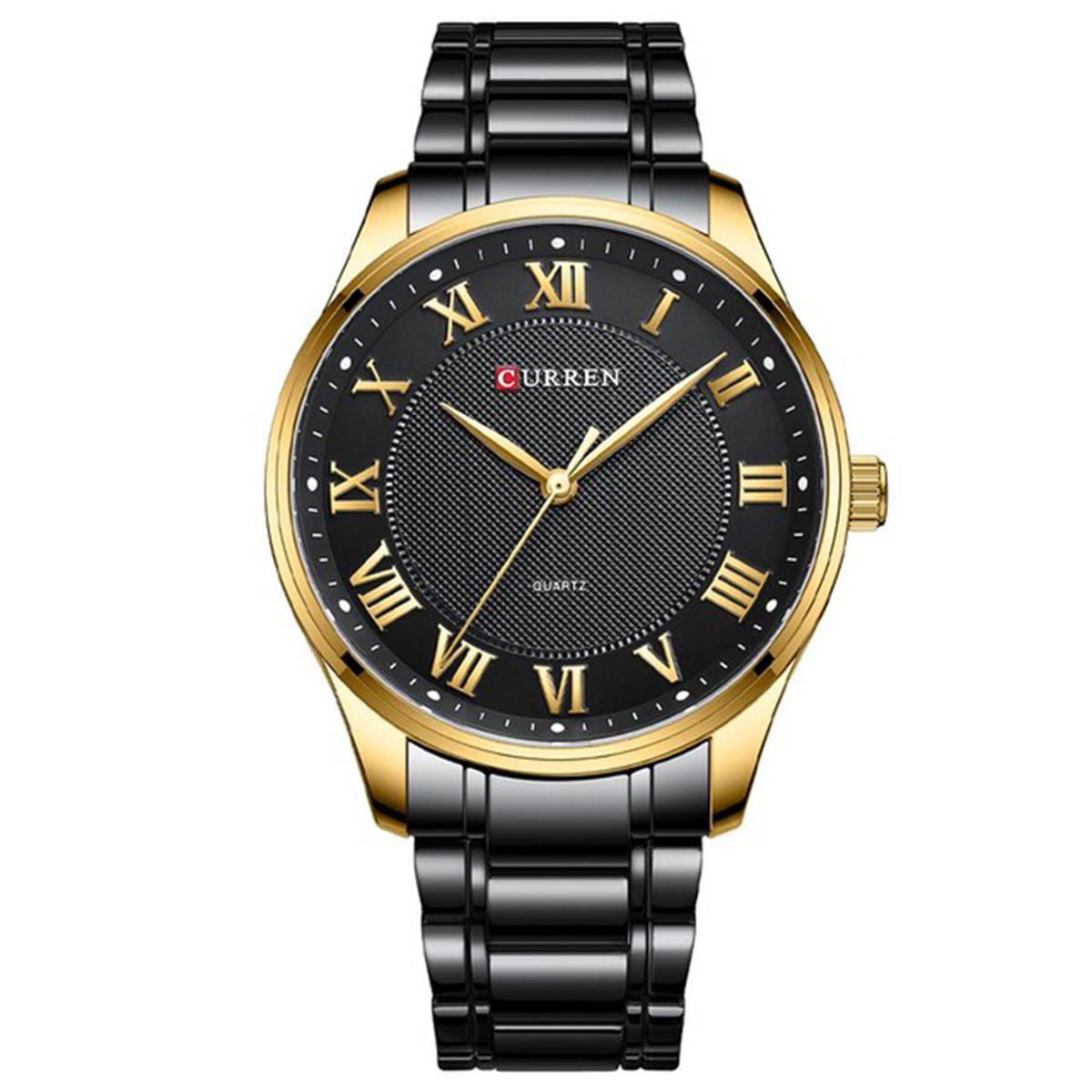 CURREN 8409 Black Stainless Steel Analog Watch For Men - Golden & Black ...