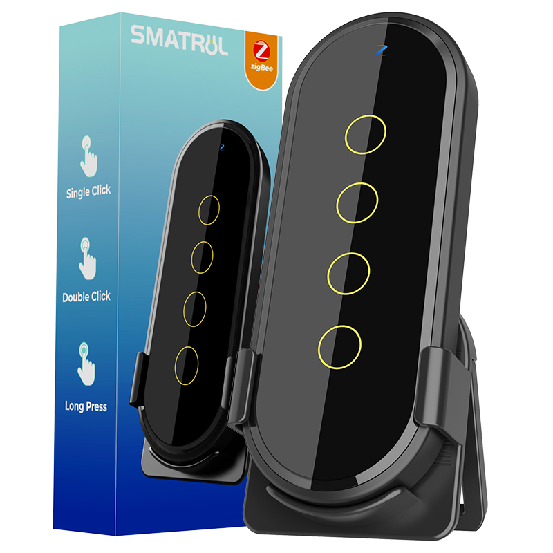 SMATRUL Tuya ZigBee Wireless 4 Gang 12 Scene Switch Light Touch Controller Automation for Smart ...