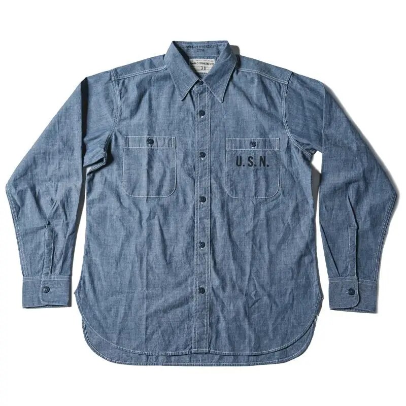 Bronson USN Selvedge Chambray Work Shirt Naval Long Sleeve Utility ...