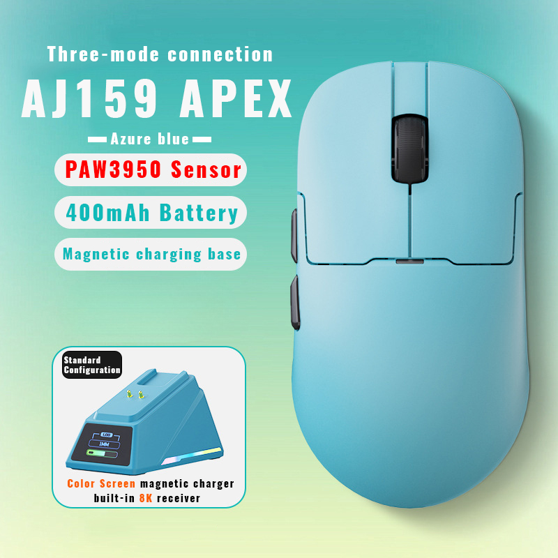 AJAZZ AJ159 APEX Wireless Mouse PAW3950 Sensor 2.4G/BT/USB-C Optical Gaming Mouse 56g ...