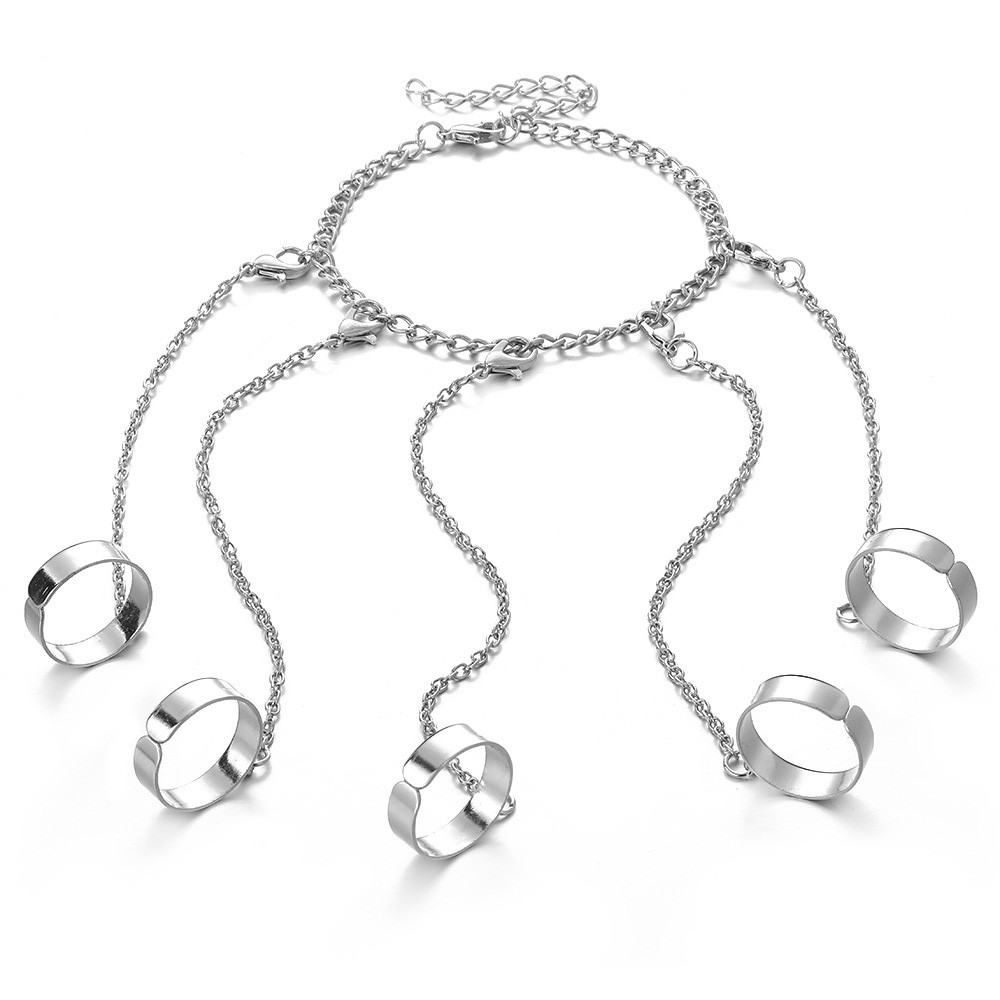 ( Pack of 1) Punk Geometric Silver Color Chain Wrist Bracelet for Men ...