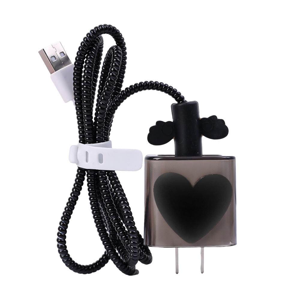 Data Cable Cord Winder Kit / 3D Bow Knot Heart Cable Protector Cover ...