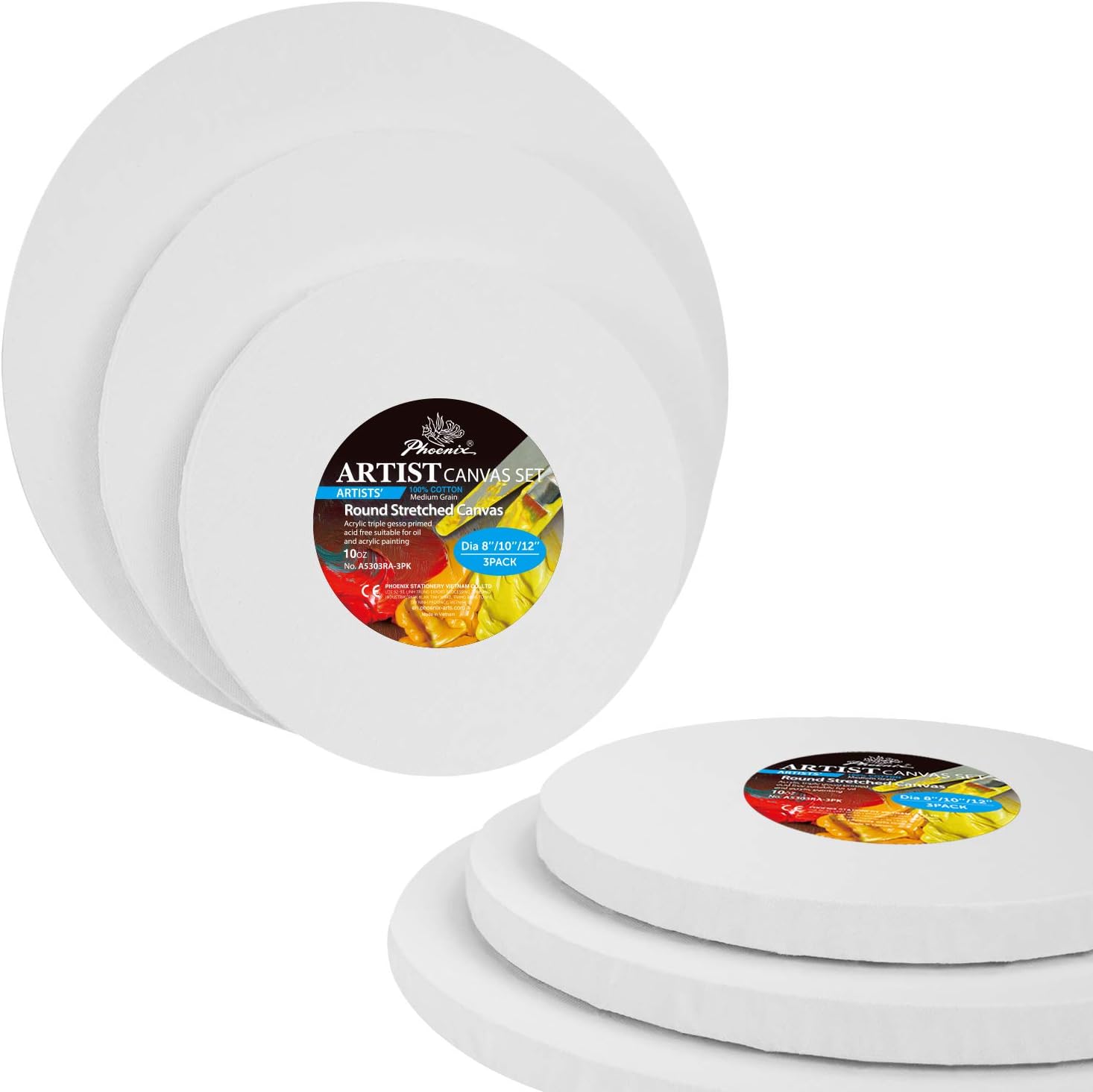 Canvas For Painting PHOENIX Round Canvas Painting Boards - 8 10 12 Inch ...