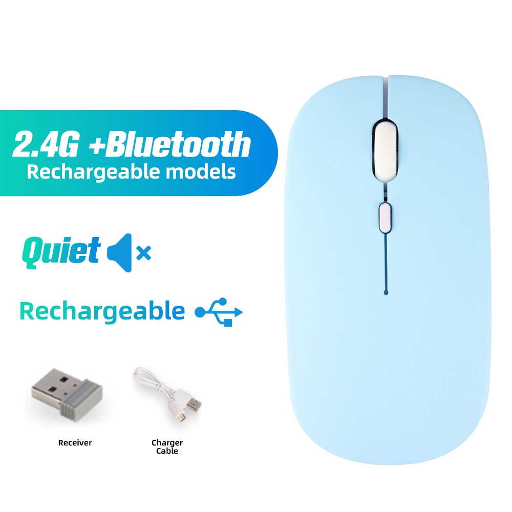 Fonken Bluetooth Mouse Rechargeable Dual mode Wireless Mouse 2.4Ghz ...