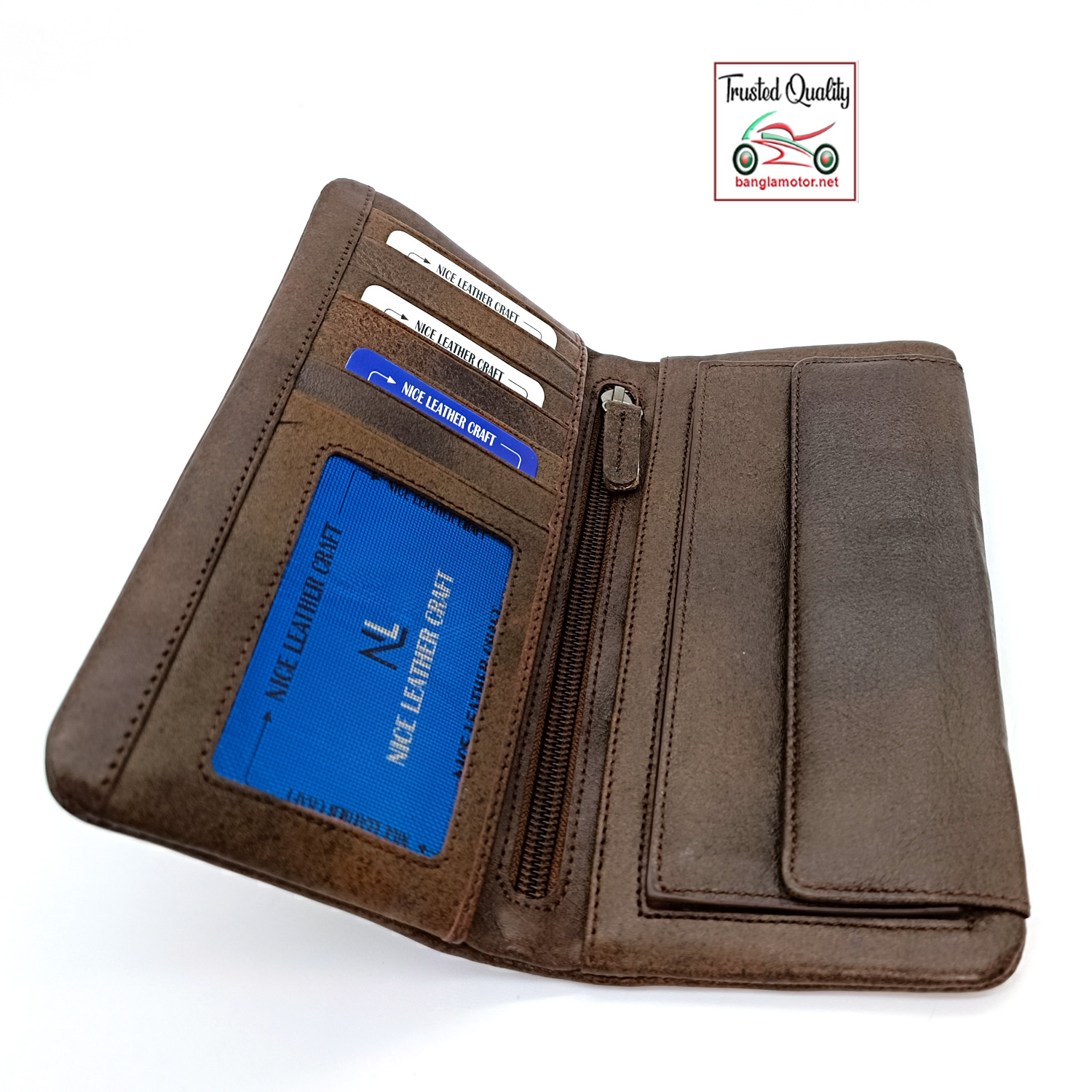 Dual Part Chocolate Color Leather Wallet Money Bag Cow Leather Wallet ...